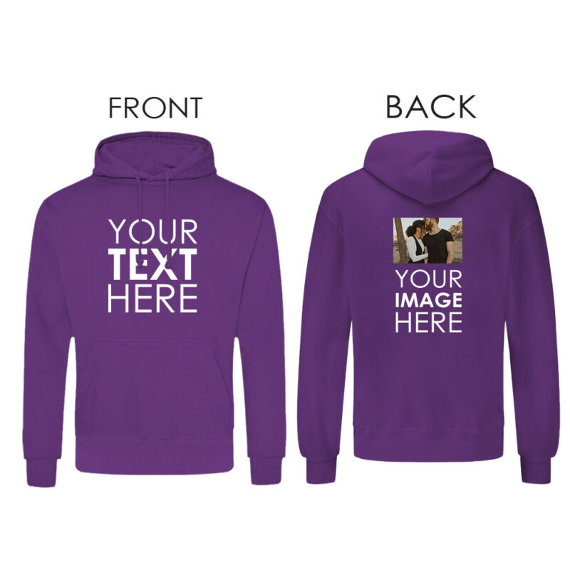 Custom Hoodies With Front Text & Back Photo, Unique & Personal